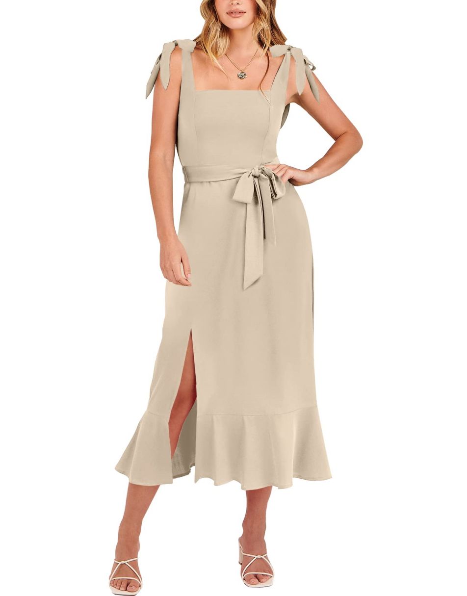 Anrabess Womens Midi Formal Bridesmaid Dress For Wedding Guest Cockta