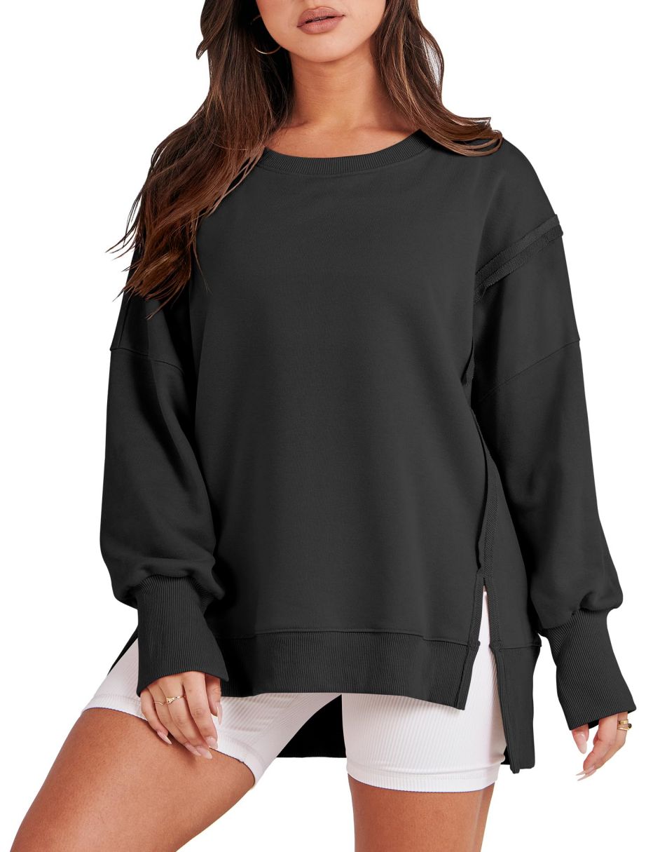 ANRABESS Women's Oversized Sweatshirt Crew Neck Long Sleeve Casual Sli